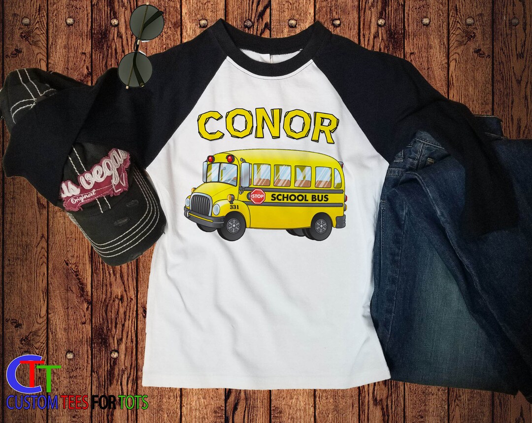 Personalized School Bus Raglan Shirt: Custom Kids Tee - Etsy