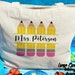 Teacher Tote Bag - Personalized Pencil Teacher Totebag - Open Top or ...
