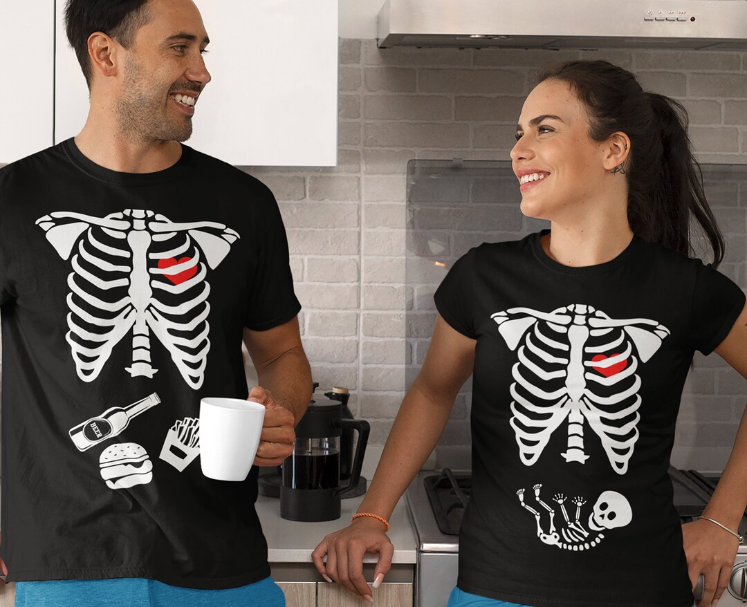 Skeleton Matching Halloween Shirts Xray Ribcage Pregnant Mom and Dad ...