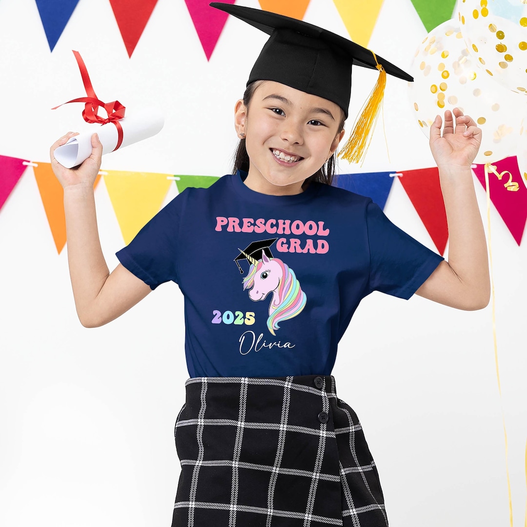 Personalized Preschool Graduation Shirt Unicorn Grad Cap T-shirt for ...