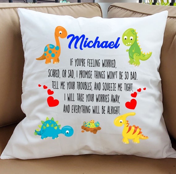 Personalized Worry Cushion Dinosaur Worry Pillow for Boy or - Etsy