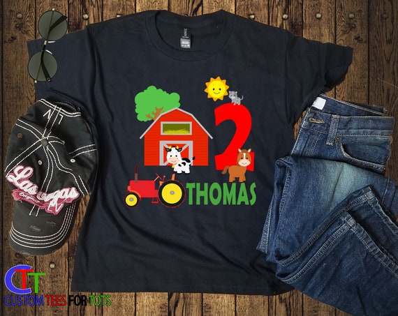Red Tractor Birthday Shirt Tractor Birthday Black Shirt | Etsy