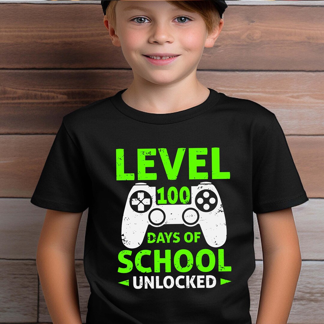 100 Days of School Gamer T-shirt: Level Unlocked Video Game Tee - Etsy