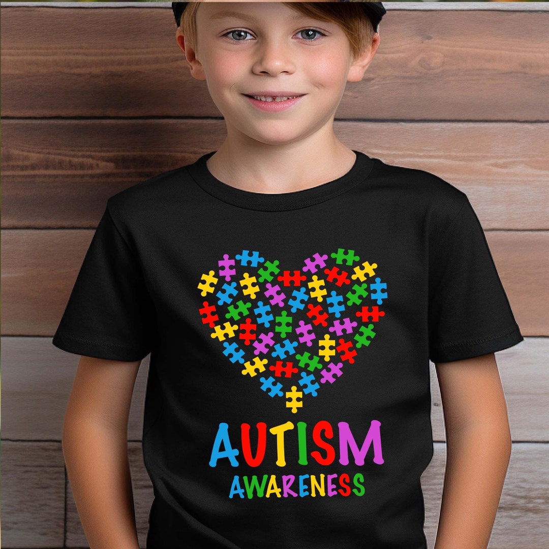 Autism Awareness Shirt - Autism Acceptance T-shirt - Heart of Rainbow ...