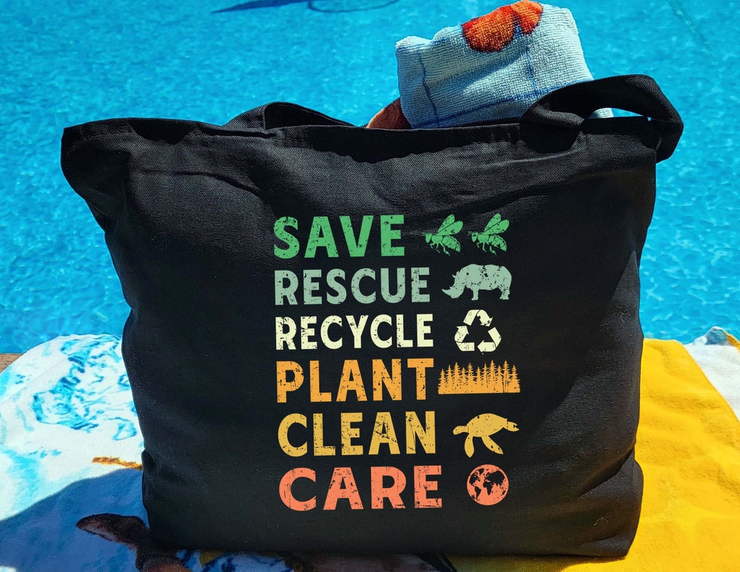 Shopping Tote Bag - Earth Day Save Rescue Recycle Plant Clean Care ...