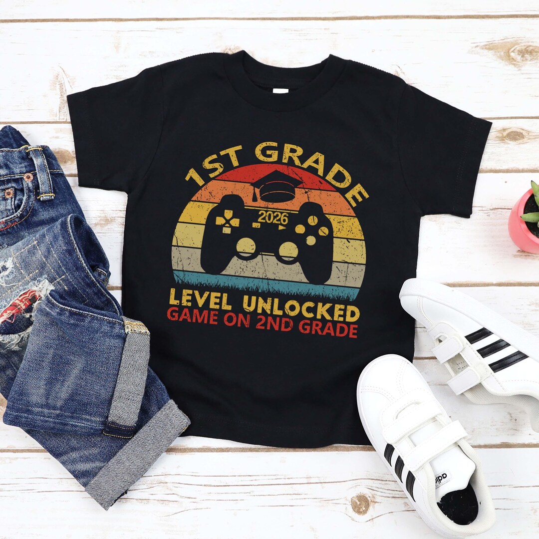 Level Unlocked Grad T-shirt: Grade 1 Gamer Tee - Custom Year - Etsy