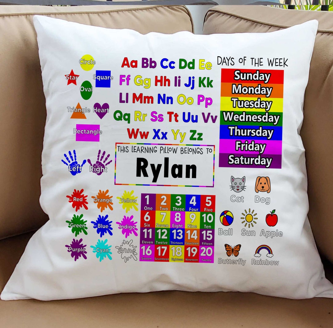 Personalized Learning Pillow - Custom Throw Pillow With Name - Kids Pre ...