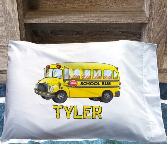 School Bus Personalized Pillowcase Kids Bus Pillow Custom | Etsy