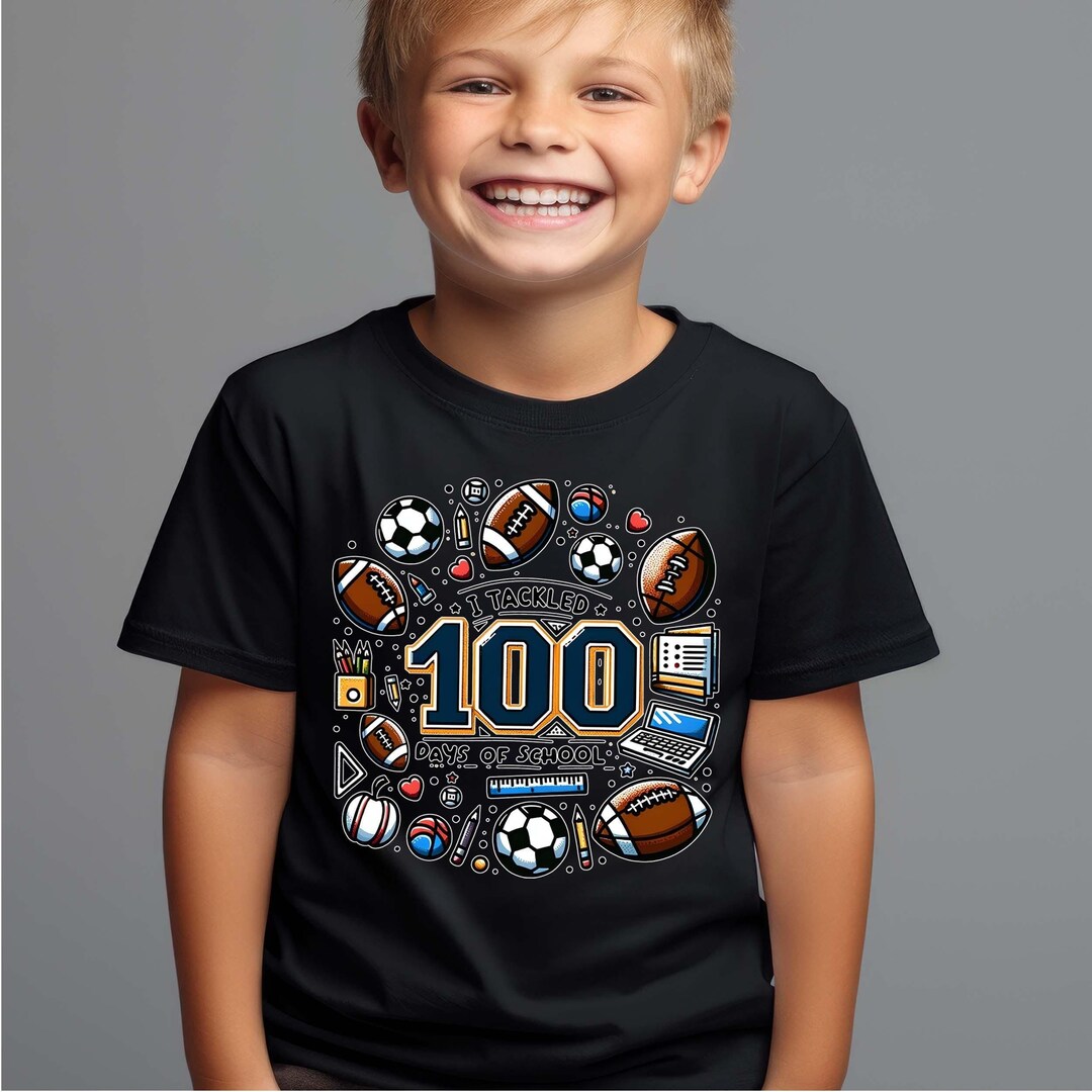 100 Days of School Shirt - I Tackled 100 Days of School Sports Themed ...