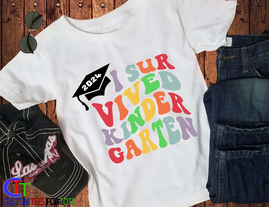 I Survived Kindergarten Retro Style Kindergarten Grad Shirt Boy or Girl ...