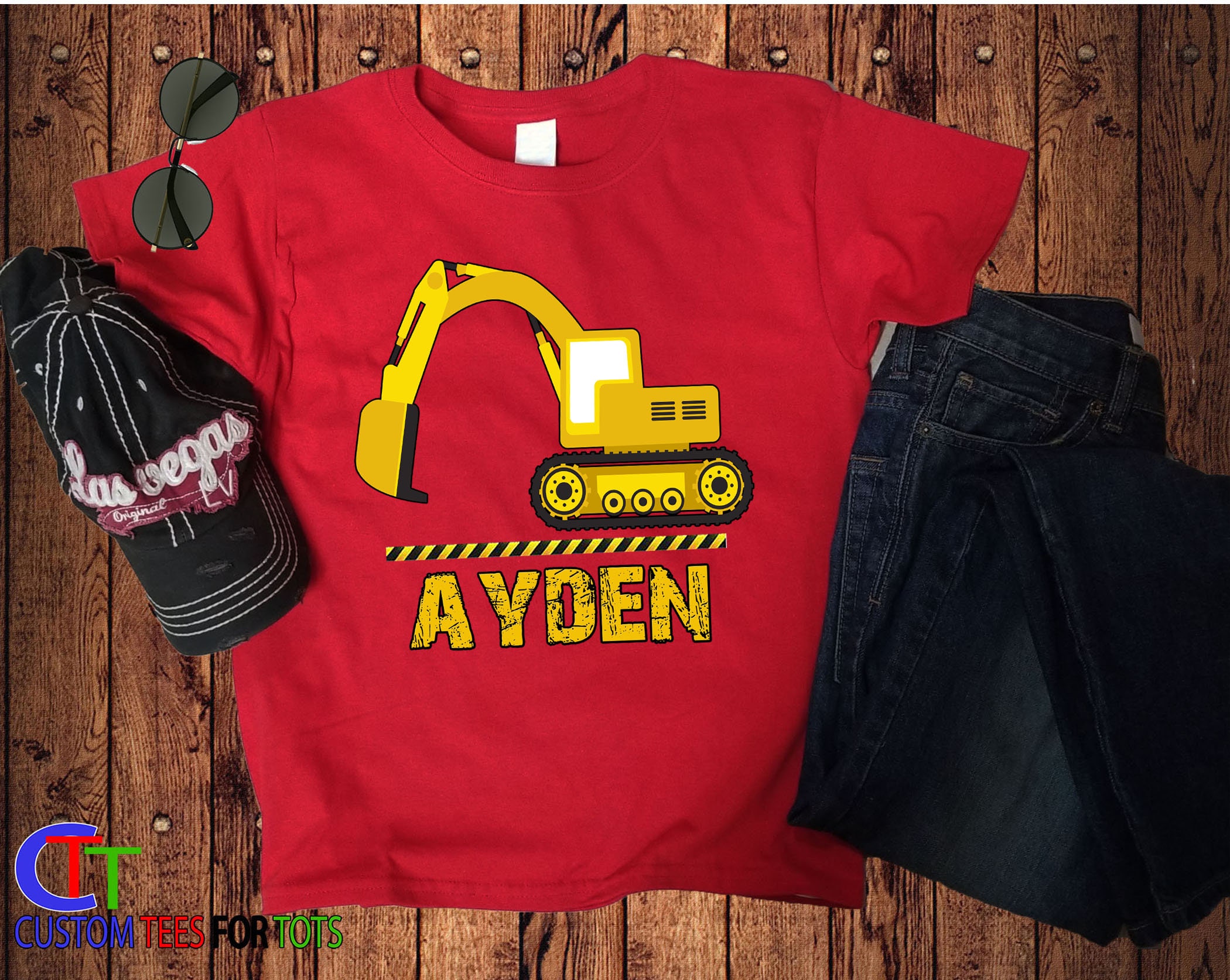 Personalized Excavator Shirt - Custom Kids Construction Name Big Rig ...