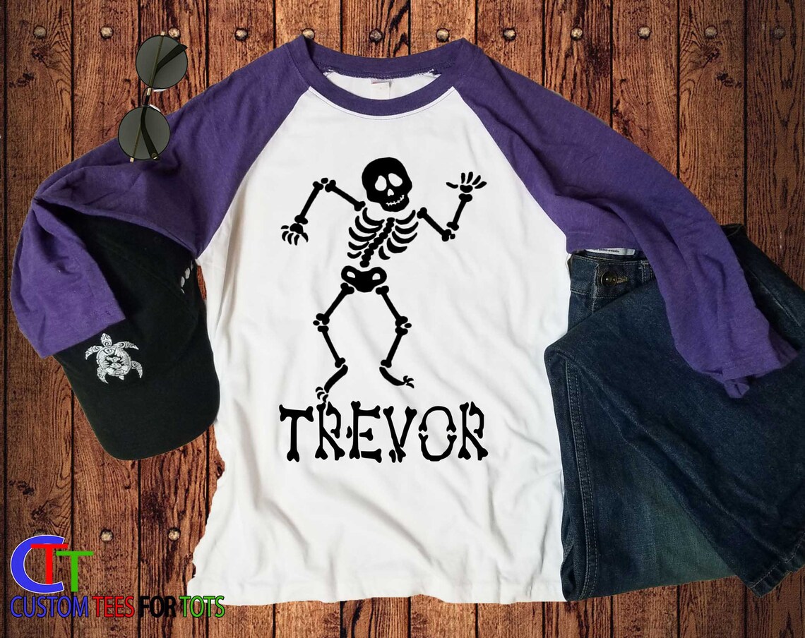Halloween Skeleton Shirt Personalized Skeleton Raglan Boy - Etsy