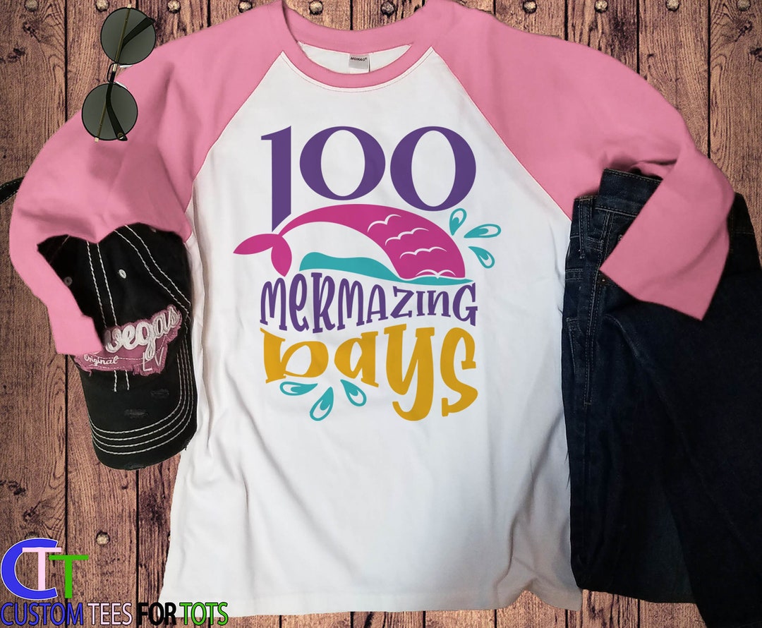 Personalized Mermaid 100 Days of School Raglan Mermazing Design for ...