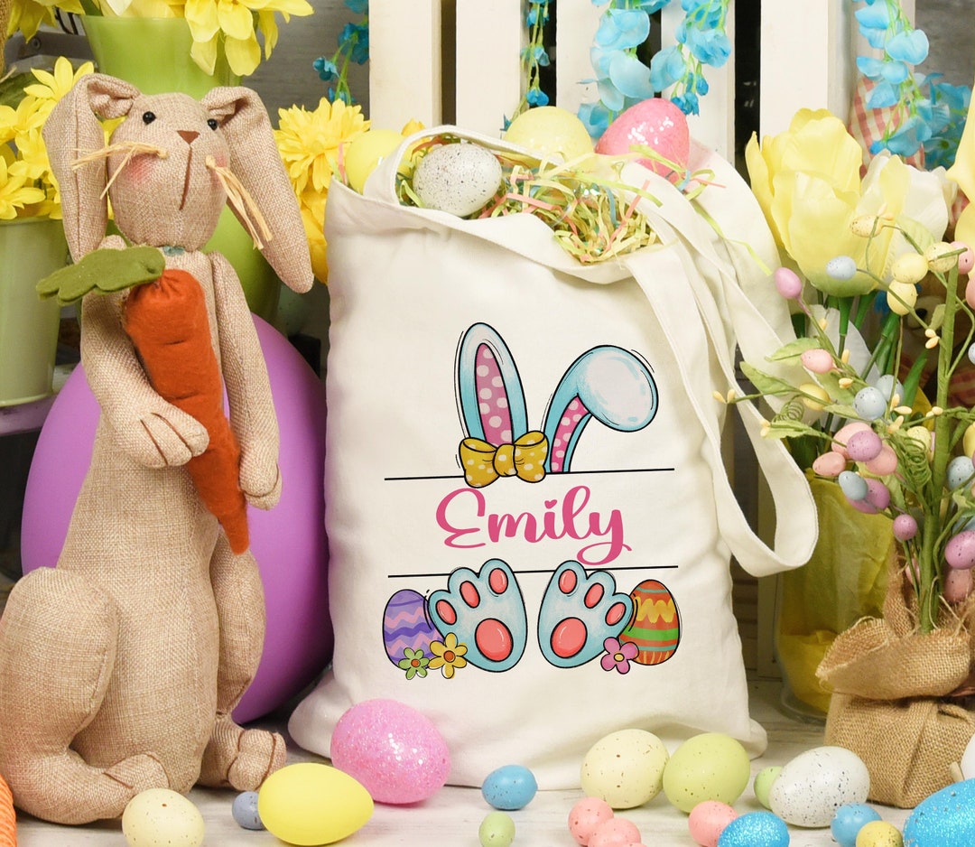 Girls Easter Tote Bag - Large Easter Gift Bag or Egg Hunting Carry Bag ...