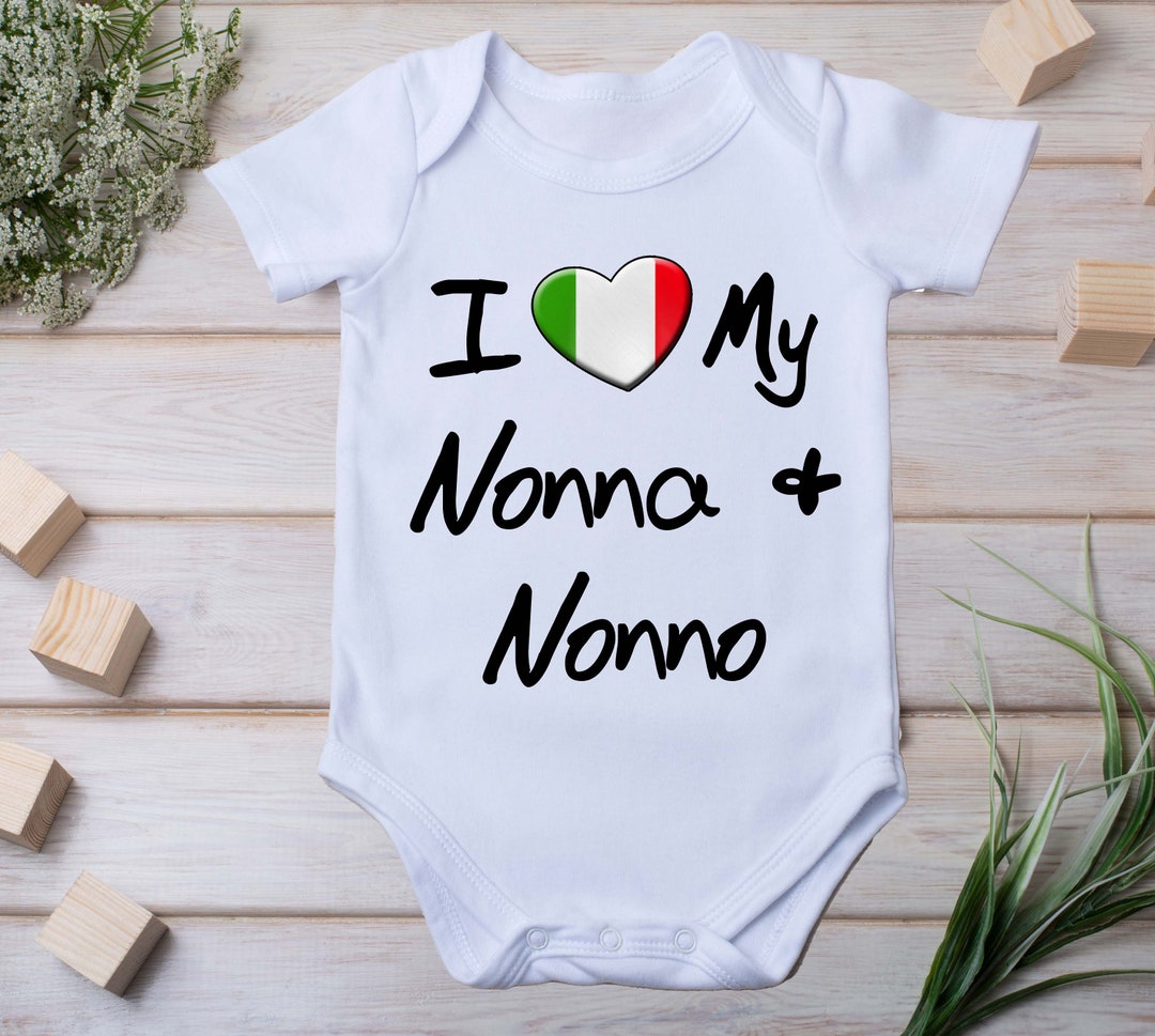 Nonna and Nonno Bodysuit With Italian Flag I Love My Nonna Nationality Bodysuit Baby Bodysuit ...