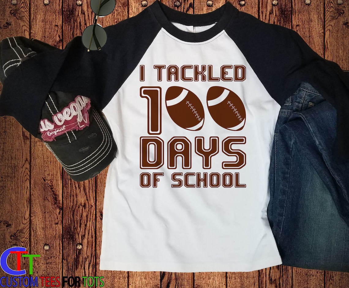Football 100 Days of School Shirt 100 Days Football Shirt - Etsy
