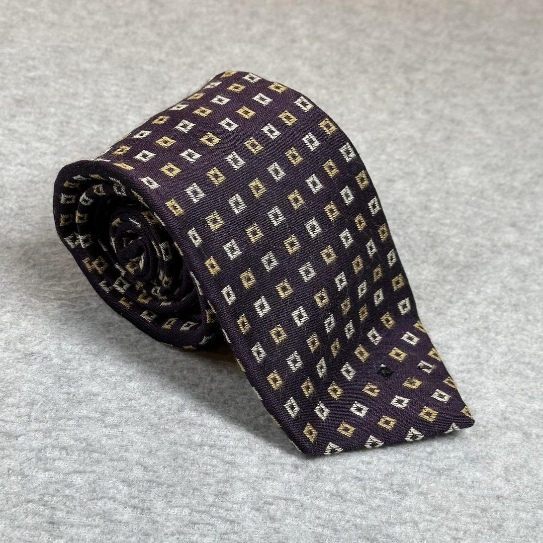 Vintage Gap Premium Neckwear Purple Geometric Pattern Wool Silk Blend ...