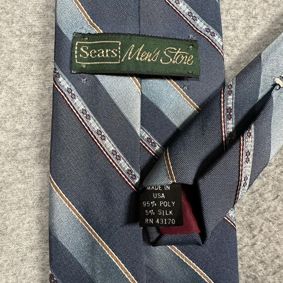 Vintage Sears Men's Store Blue Regimental Striped Tie… - Gem