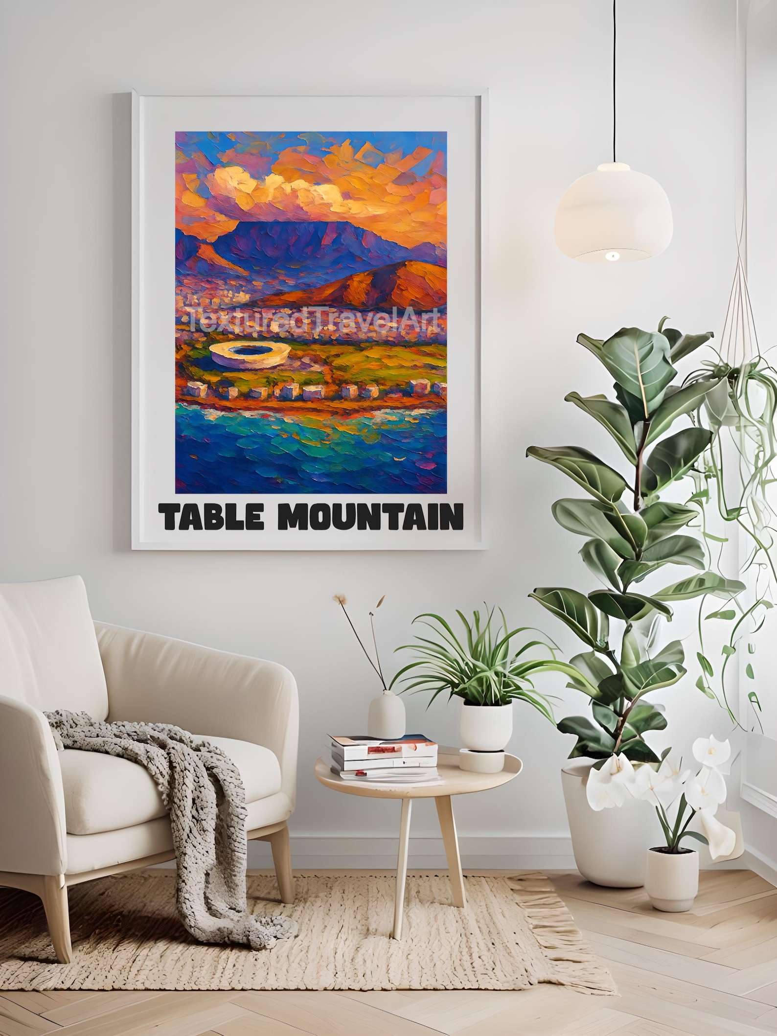 Table Mountain Art Print: Cape Town Landscape Drawing (digital Download ...