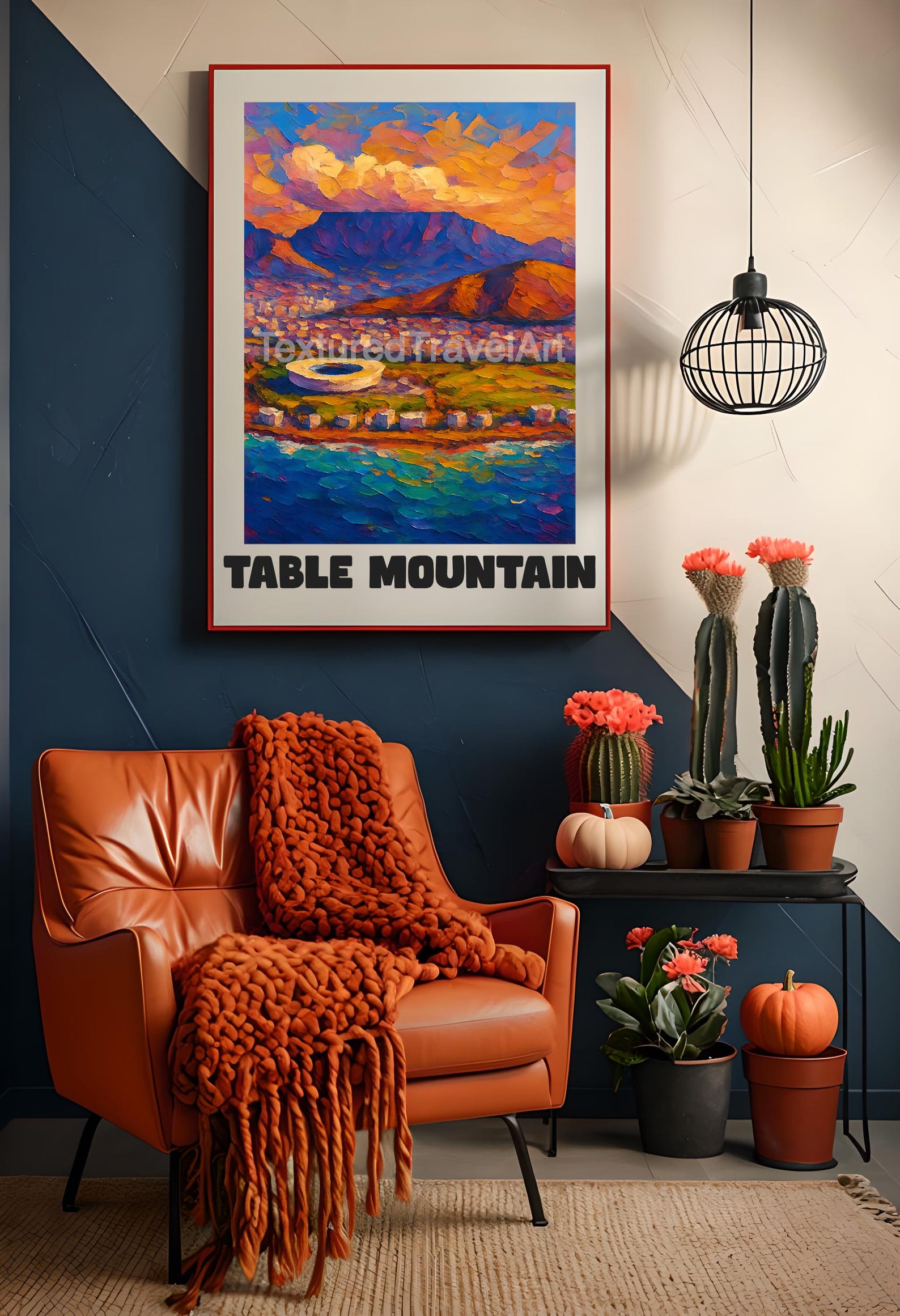 Table Mountain Art Print: Cape Town Landscape Drawing (digital Download ...