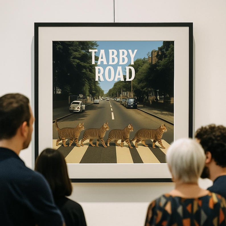 Tabby Road Cat Art Print – Funny Beatles-inspired Poster Featuring ...