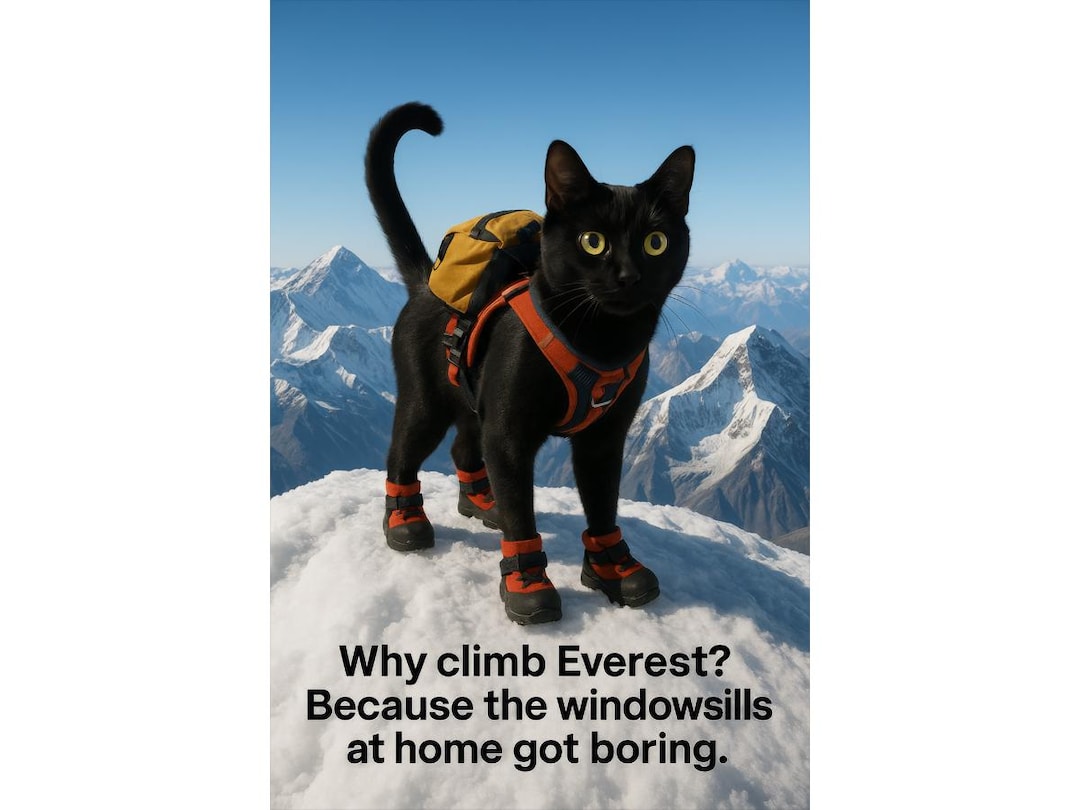 Funny Cat Mount Everest Poster – Climbing Cat Wall Art - Etsy