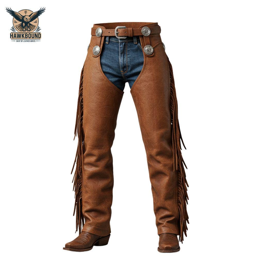 Genuine Cowhide Leather Western Chaps: Fringe & Concho Cowboy Gear - Etsy