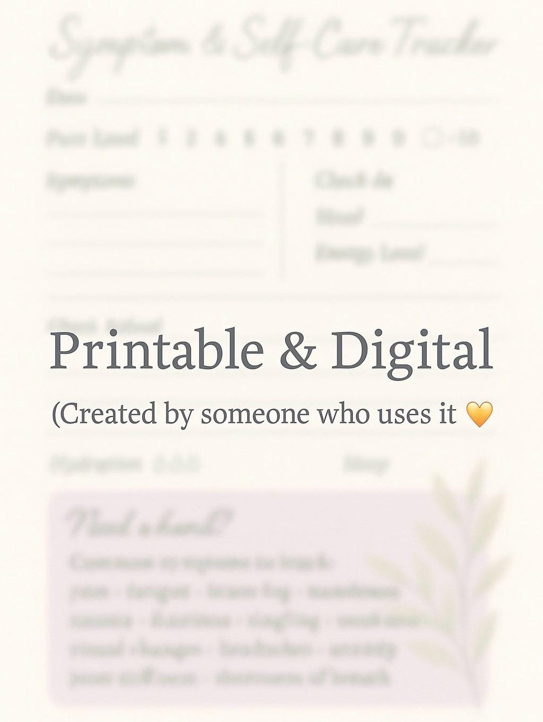 Chronic Illness Symptom & Self-care Tracker (printable + Fillable) - Etsy