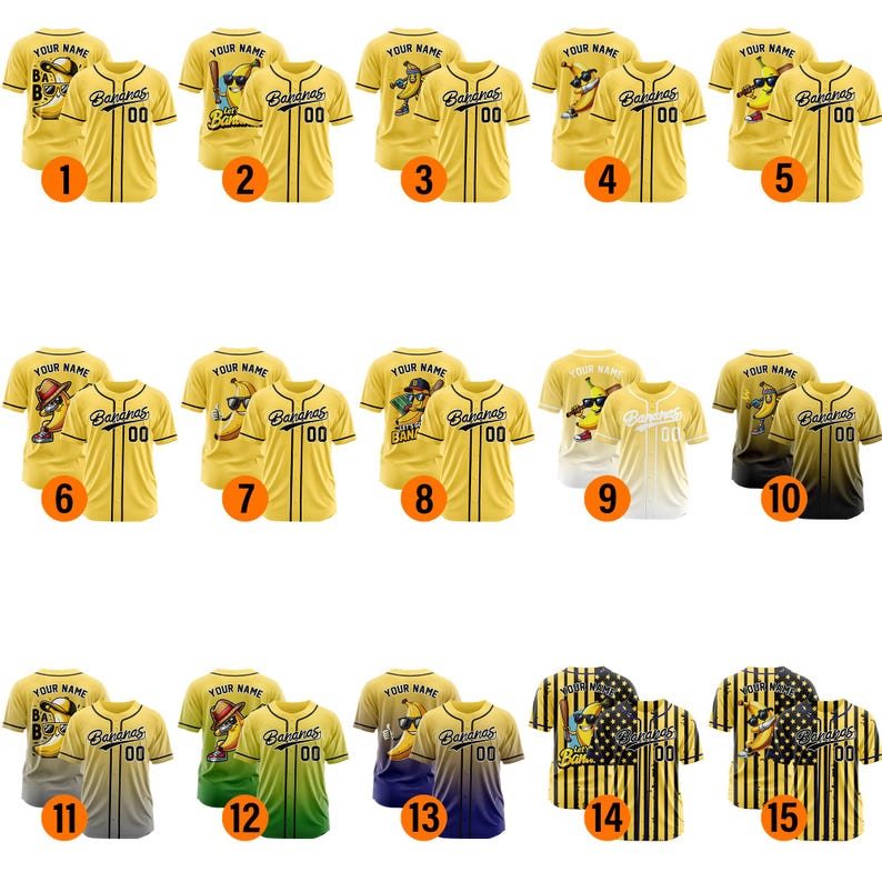 Custom Funny Banana Baseball Jersey, Let's Go Bananas Shirt for ...