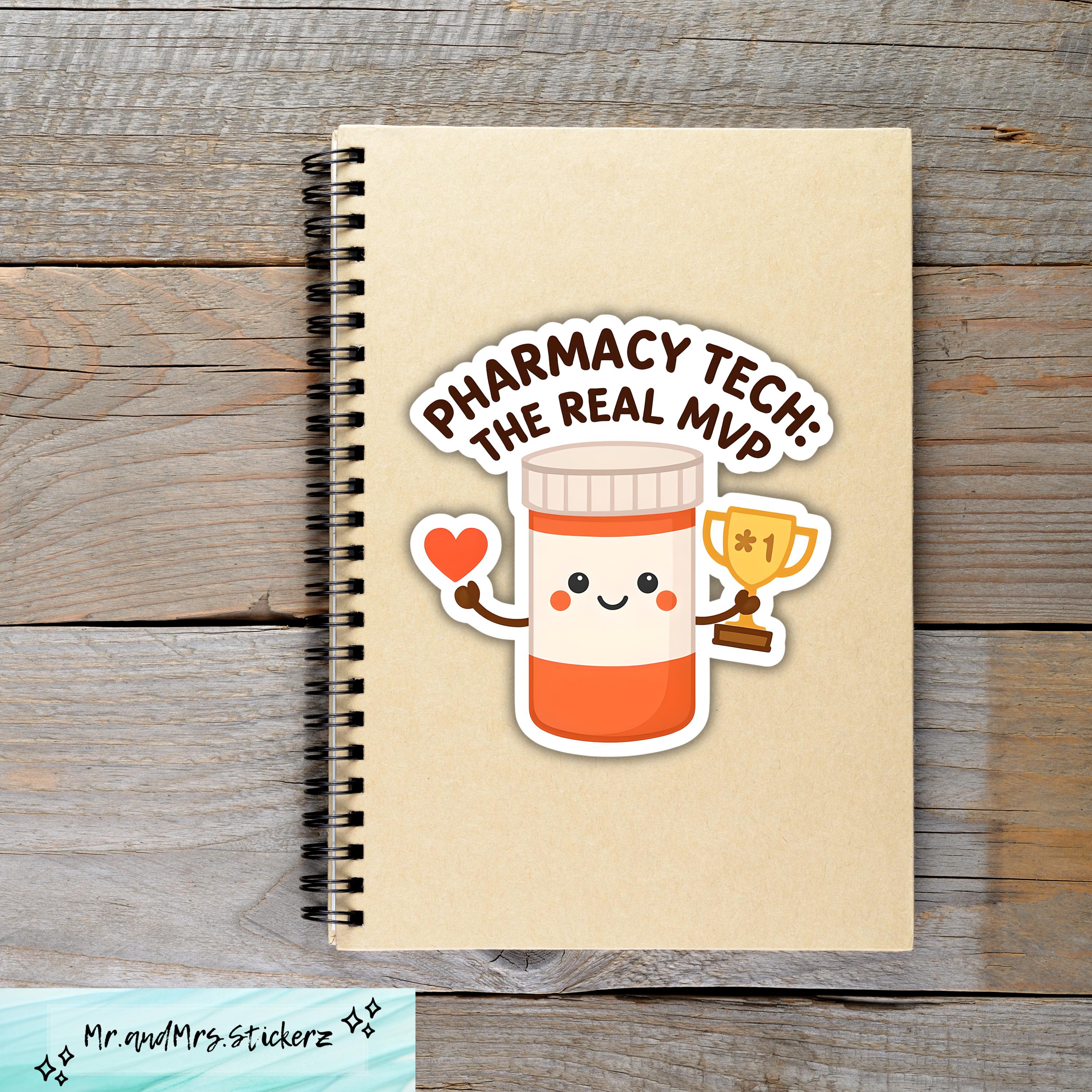Pharmacy Tech MVP Sticker, Cute Kawaii Pill Bottle Sticker, Pharmacy ...