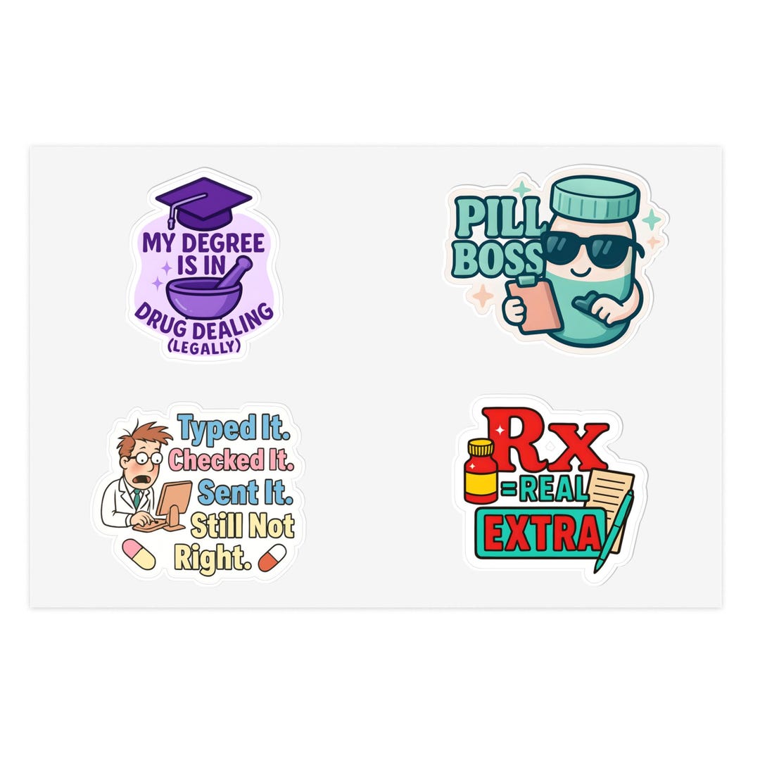 Funny Pharmacist Sticker Sheet: Rx Humor, Pill Bottle Decals - Etsy