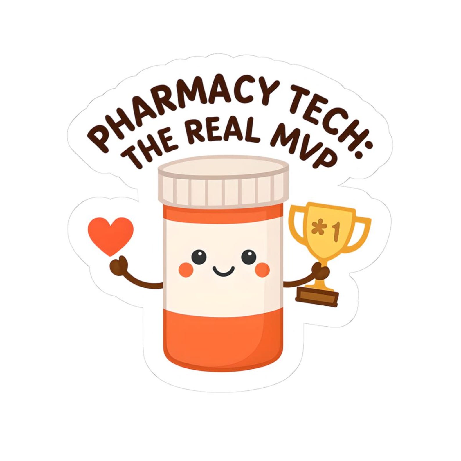 Pharmacy Tech MVP Sticker, Cute Kawaii Pill Bottle Sticker, Pharmacy ...
