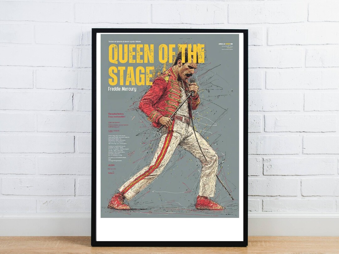 Freddie Mercury Wall Art, Queen of the Stage Poster, Classic Rock Print ...