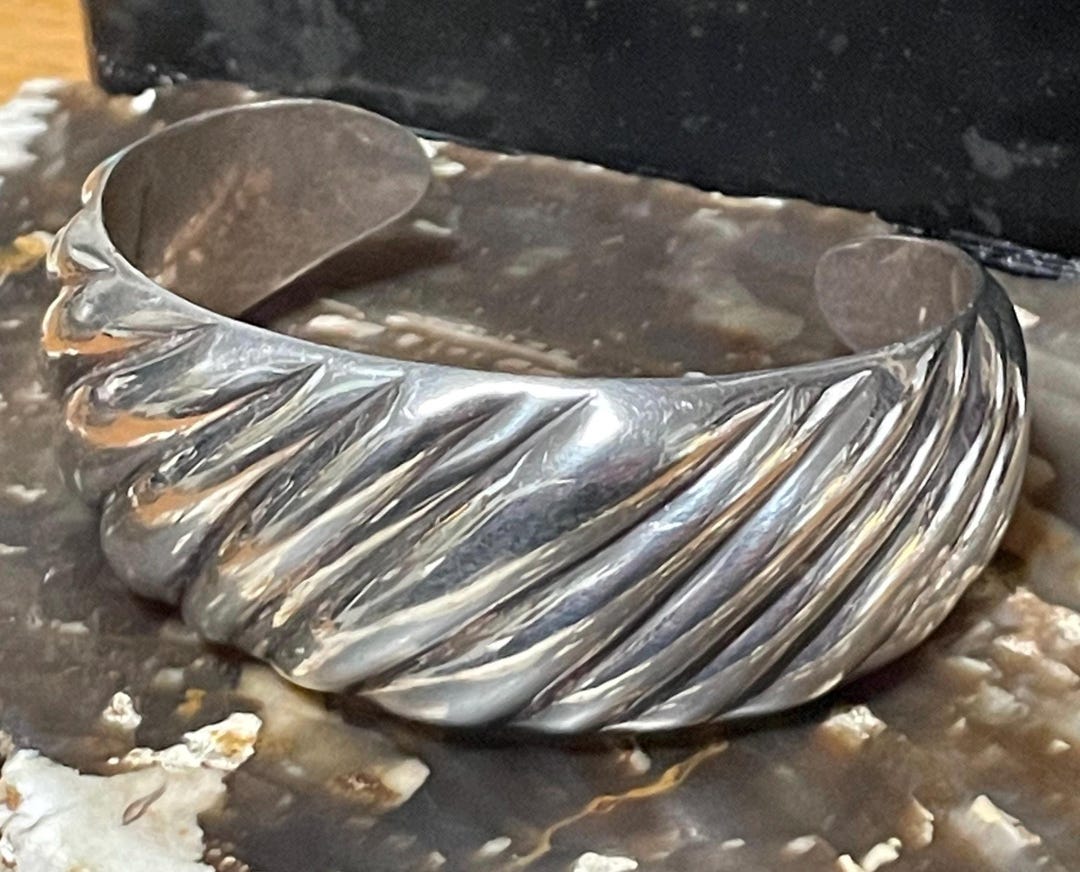 Tiffany & Co. Sculpted Cable Cuff Sterling Silver Bracelet Vintage 6.5 ...