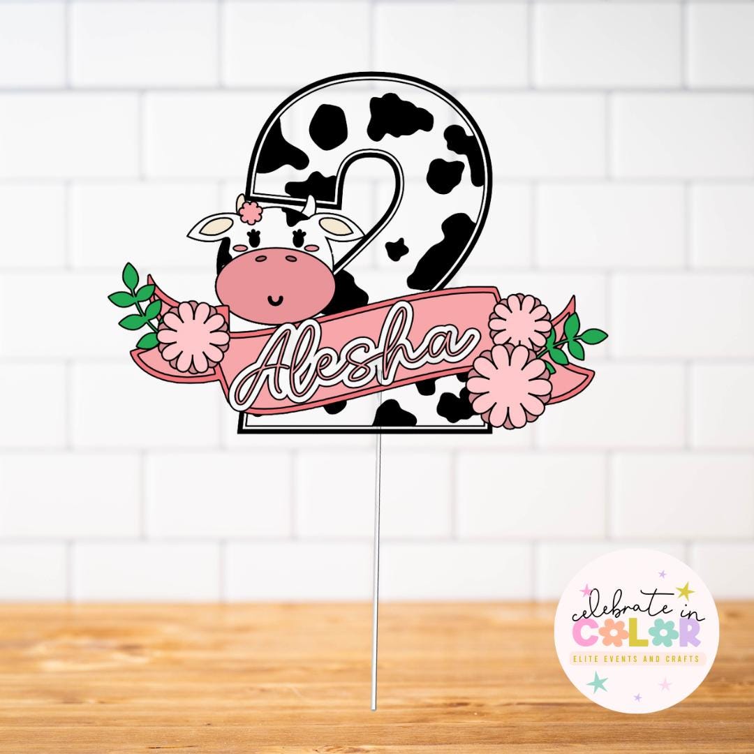 Cow Print Number Cake Topper: Farm Birthday Party Decoration - Etsy