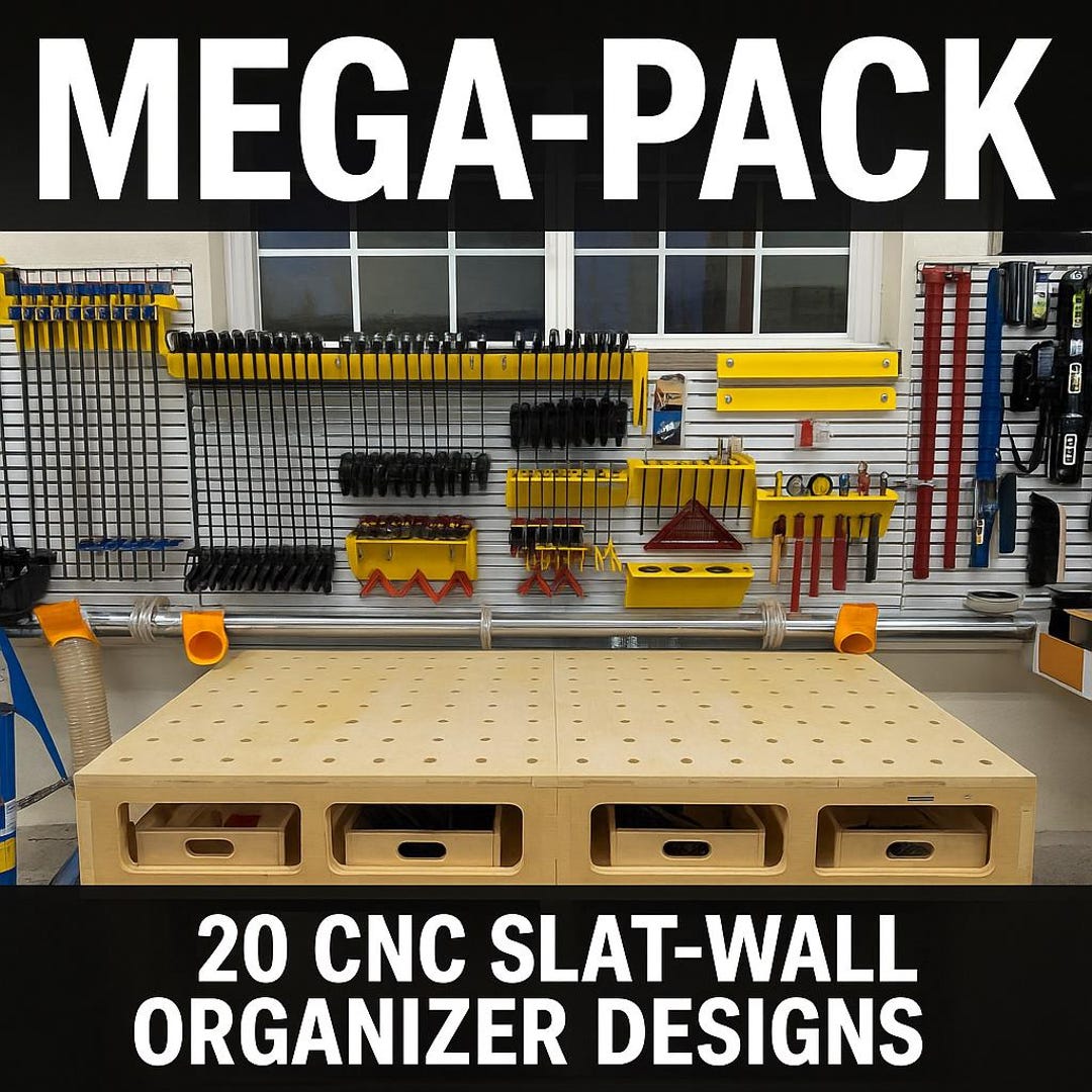 Mega-pack: All 20 CNC Slat Wall Organizer Designs – Box-joint Layout ...
