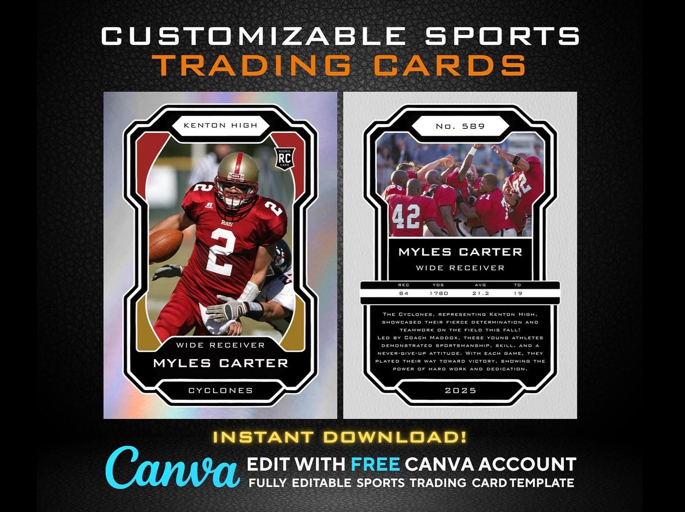 Football Trading Card Canva Template – Editable Sports Card for Kids ...