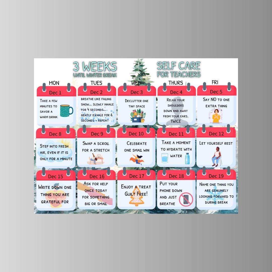 December Self-care Countdown | Printable Winter Wellness Reminders ...