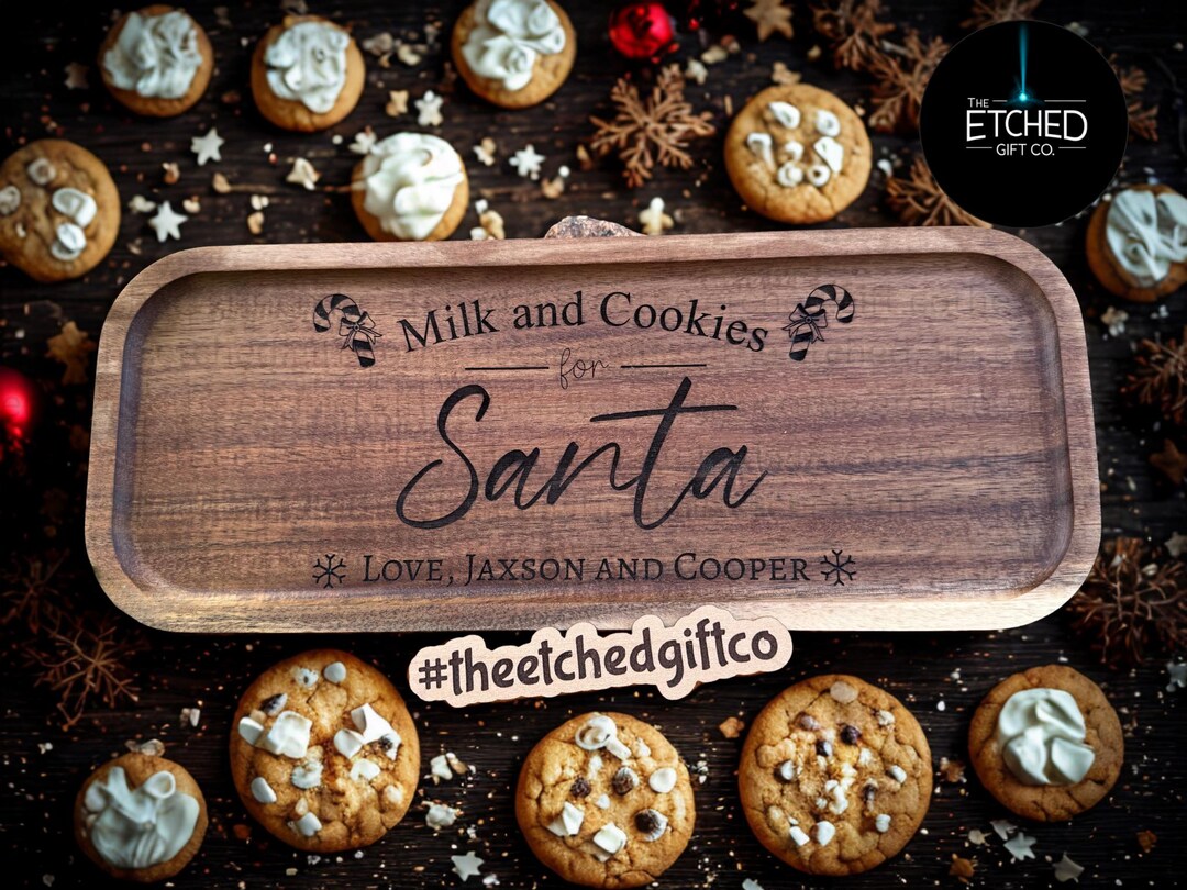 Personalized Santa Milk and Cookies Tray, Engraved Christmas Eve Board ...