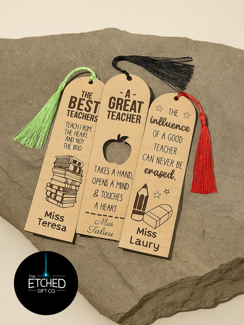 Personalized Teacher Bookmark | Custom Wooden Gift With Quote & Tassel ...