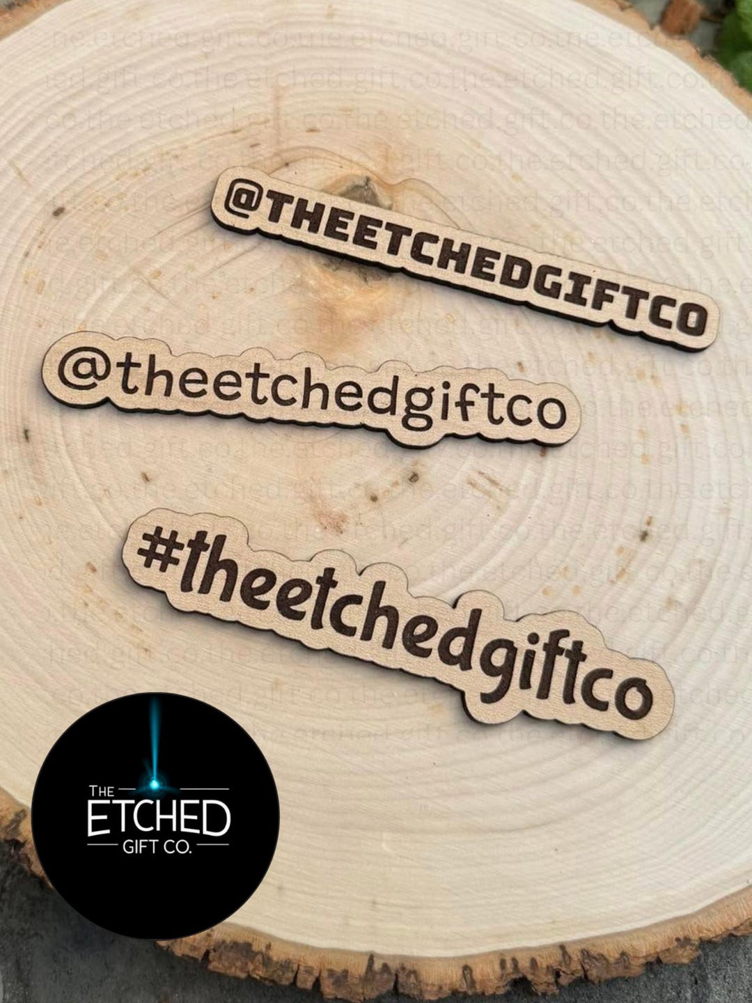 Custom Wooden Watermark Tags, Physical Social Media Handles for Small ...