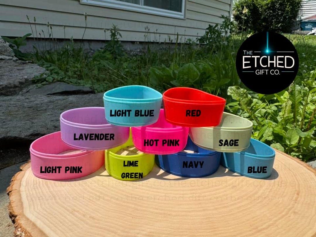 Personalized Silicone Name Bands for Bottles, Custom Engraved Drink ...