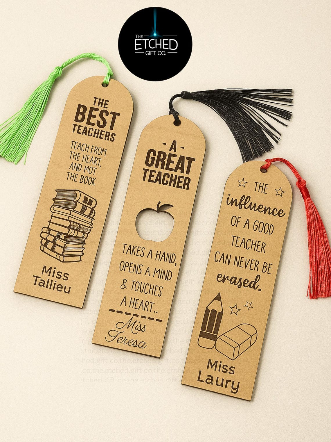 Personalized Teacher Bookmark | Custom Wooden Gift With Quote & Tassel ...