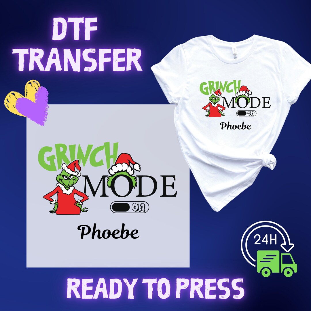 Custom Grinch Christmas DTF Transfer: Holiday Iron-on Design DTF ...