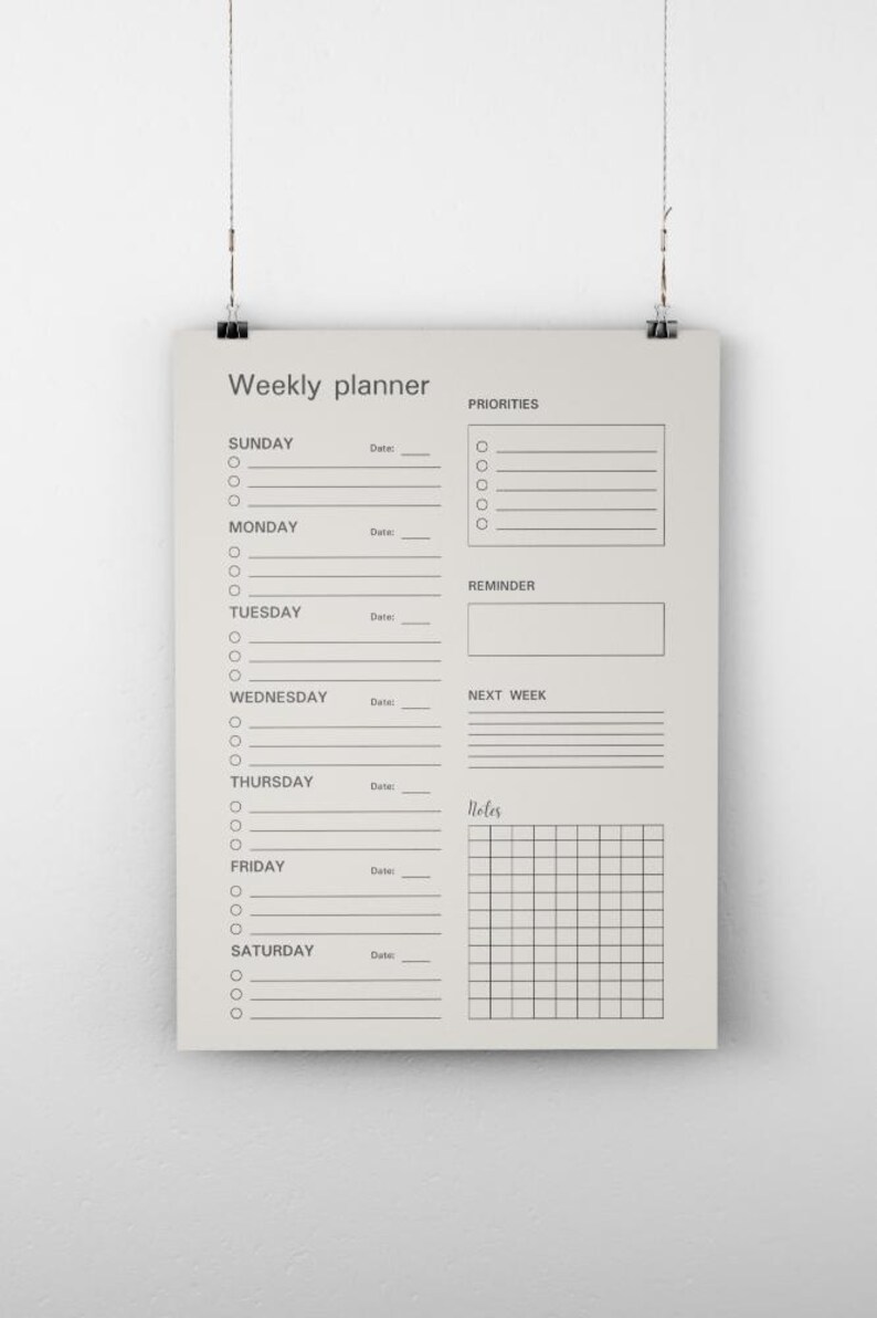Minimalist Weekly Planner | Printable PDF | Clean Girl Organizer | To ...