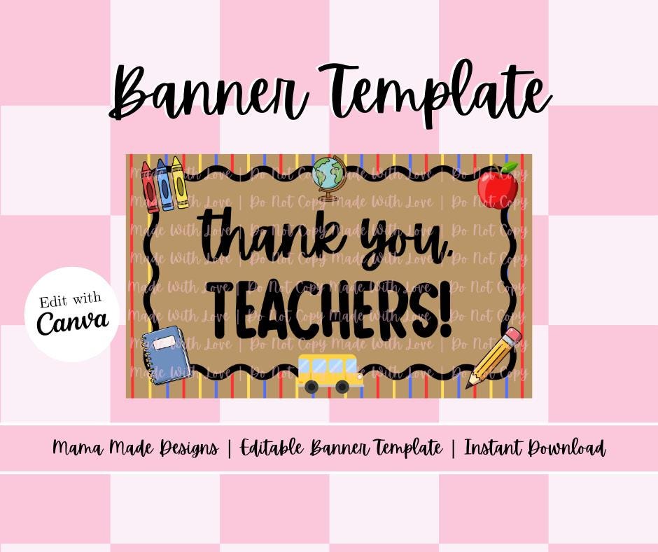 Teacher Appreciation Banner Template Mock up | Editable Canva Digital ...
