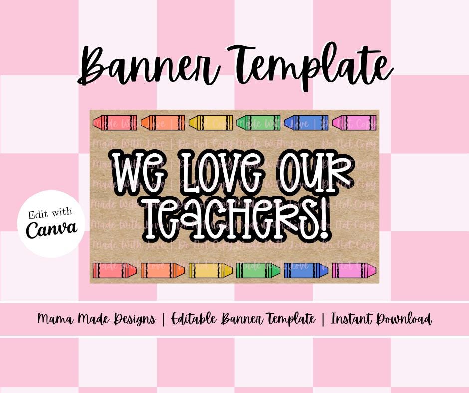 Teacher Appreciation Banner Template Mock up | Editable Canva Digital ...