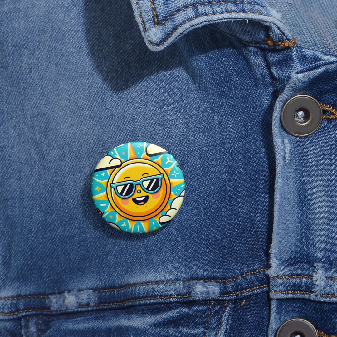 Custom Sunny Pin Buttons, Cute Button Badges, Summer Accessories, Gift ...