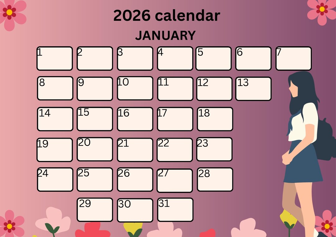 Chic & Cute 2026 PDF Calendars A4 Printable Calendar for Girls PDF ...
