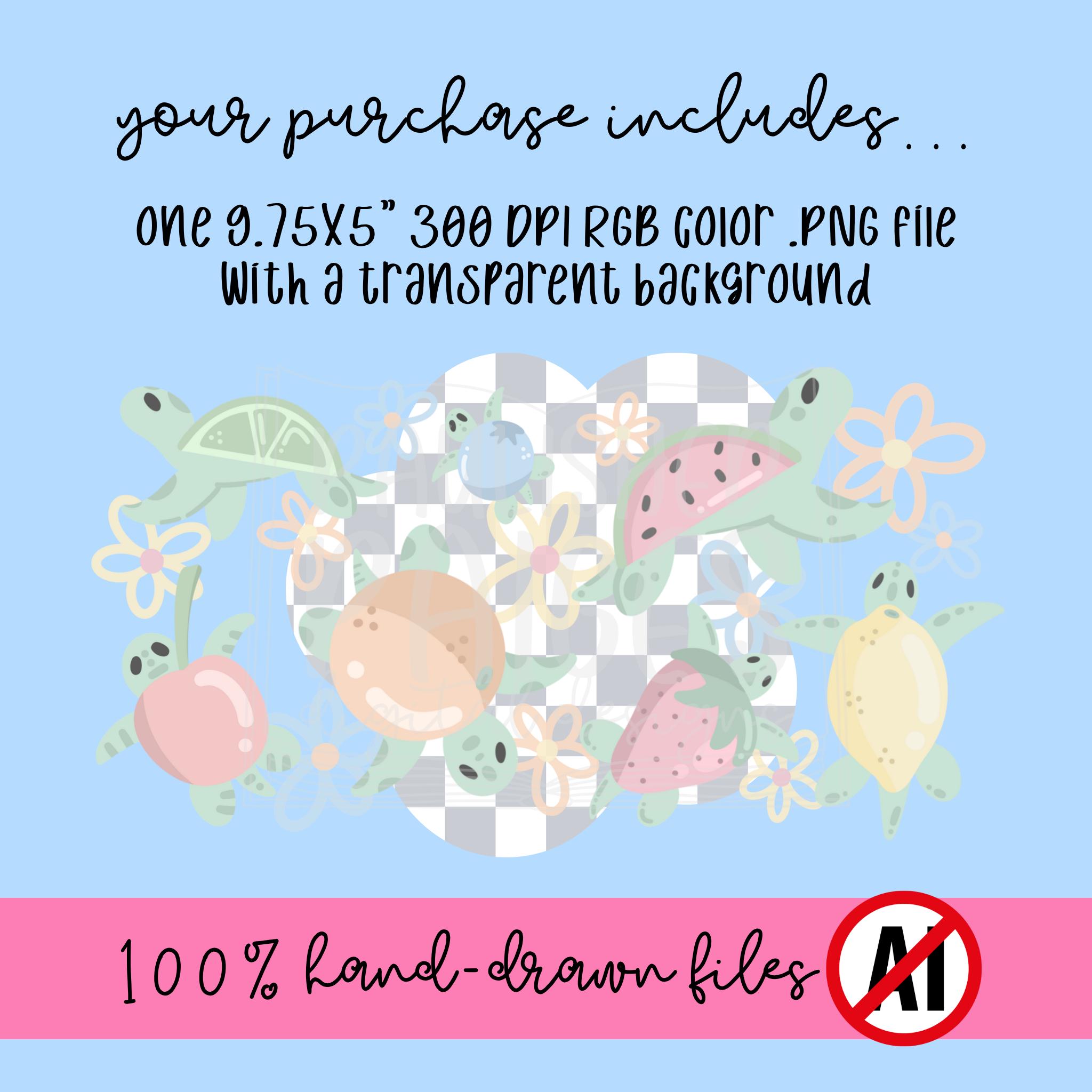 Fruity Sea Turtles Can Cup Wrap PNG | Turtles, Fruit, Playful, Colors ...